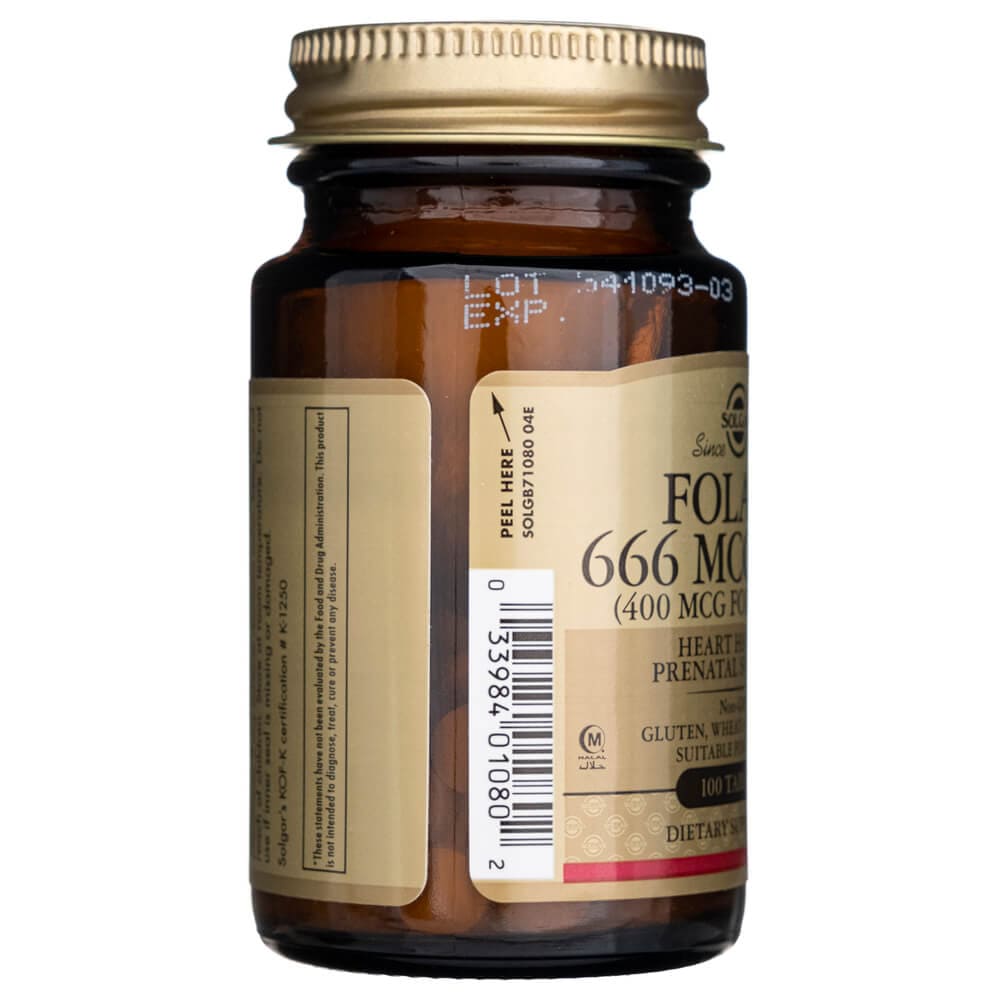 Solgar Folat 666 µg DFE (400 µg Folsäure) – 100 Tabletten – Medpak